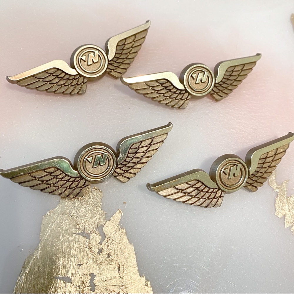Vintage Set Of 4 Northwest Airlines Wing Flight Pins - Gem